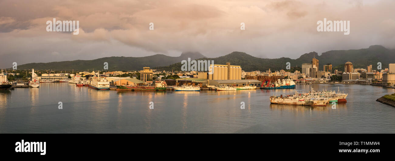 Port Louis, Mauritius - January 30, 2019: Panoramic view of the Port of ...