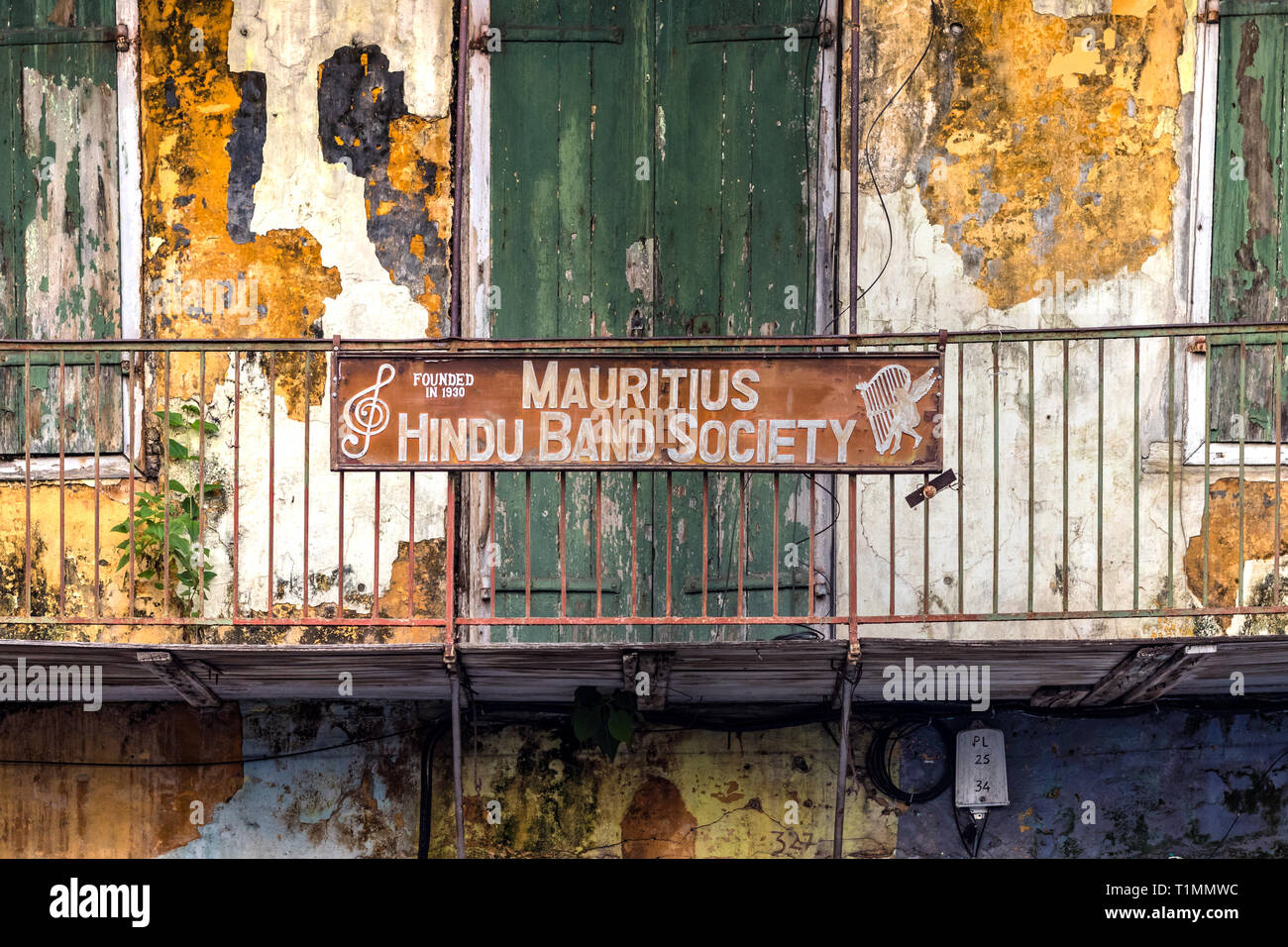 Port Louis, Mauritius - January 29, 2019: Facade and signboard of the ...