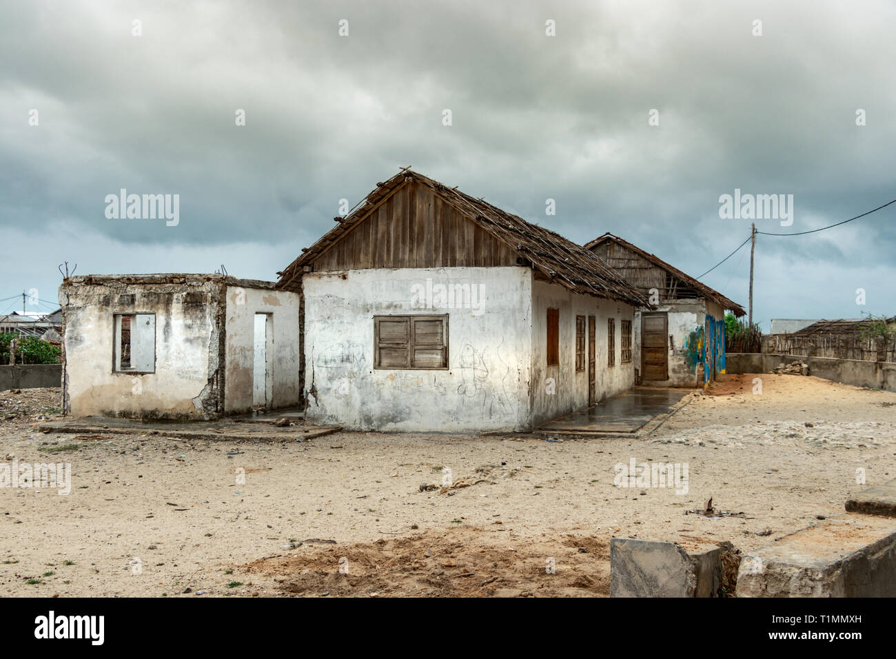 Andavadoaka, Madagascar - January 13th, 2019: Rustic construction on a ...