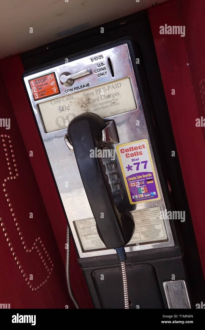 An old pay phone still in use in Page, Arizona Stock Photo - Alamy