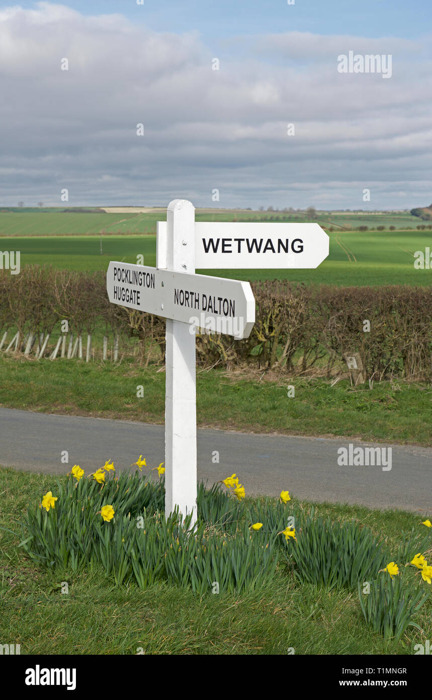 Road sign to village of Wetwang, East Yorkshire, England UK Stock Photo ...