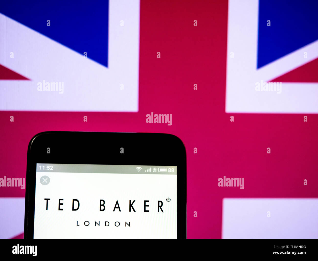 In this photo illustration a Ted Baker plc logo seen displayed on a ...