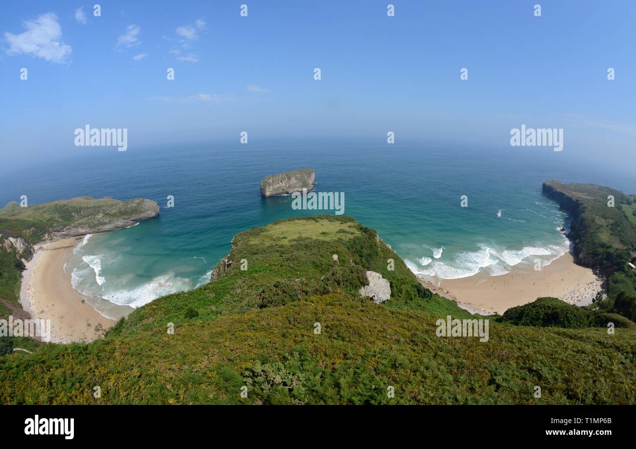 Overview of Ballota and Andrin beaches and Castro (Castle) islet from ...