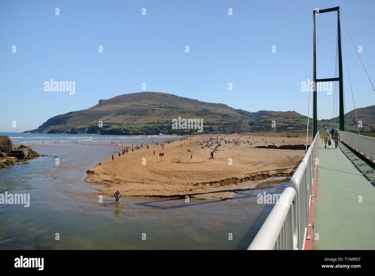 Overview of La Arena beach, viewed from Pobena Bridge across the Rio ...