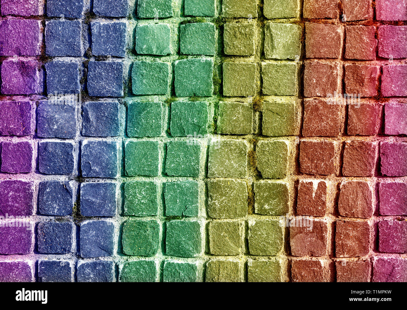 Pattern of multicolored slate wall texture and background. The wall of ...