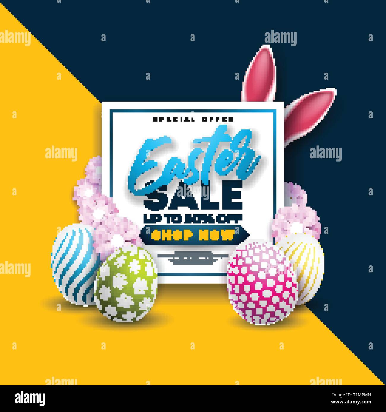 Easter Sale Illustration with Color Painted Egg and Typography Element ...