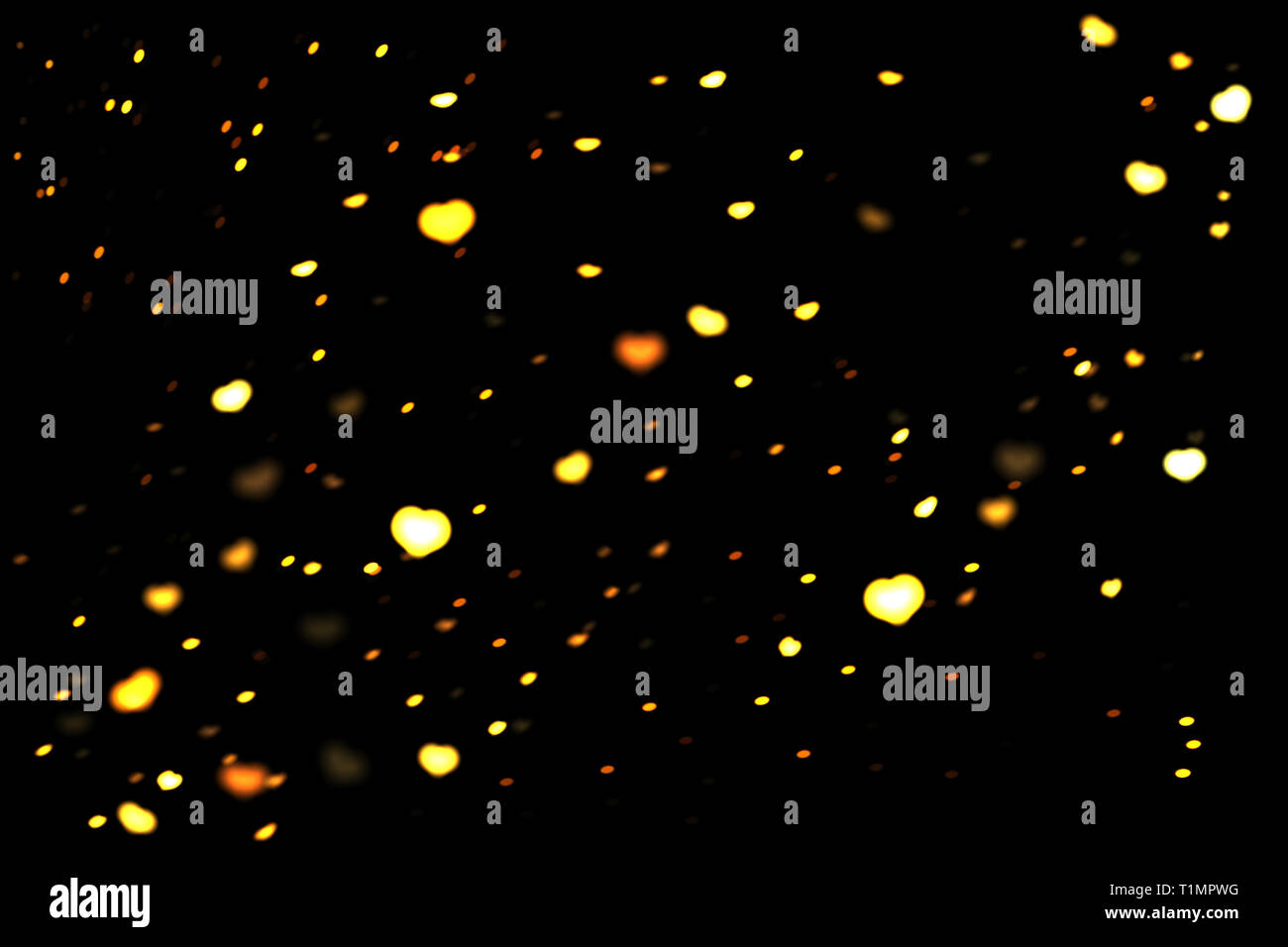 Gold yellow hearts bokeh, gold hearts photo overlay, hearts background ...