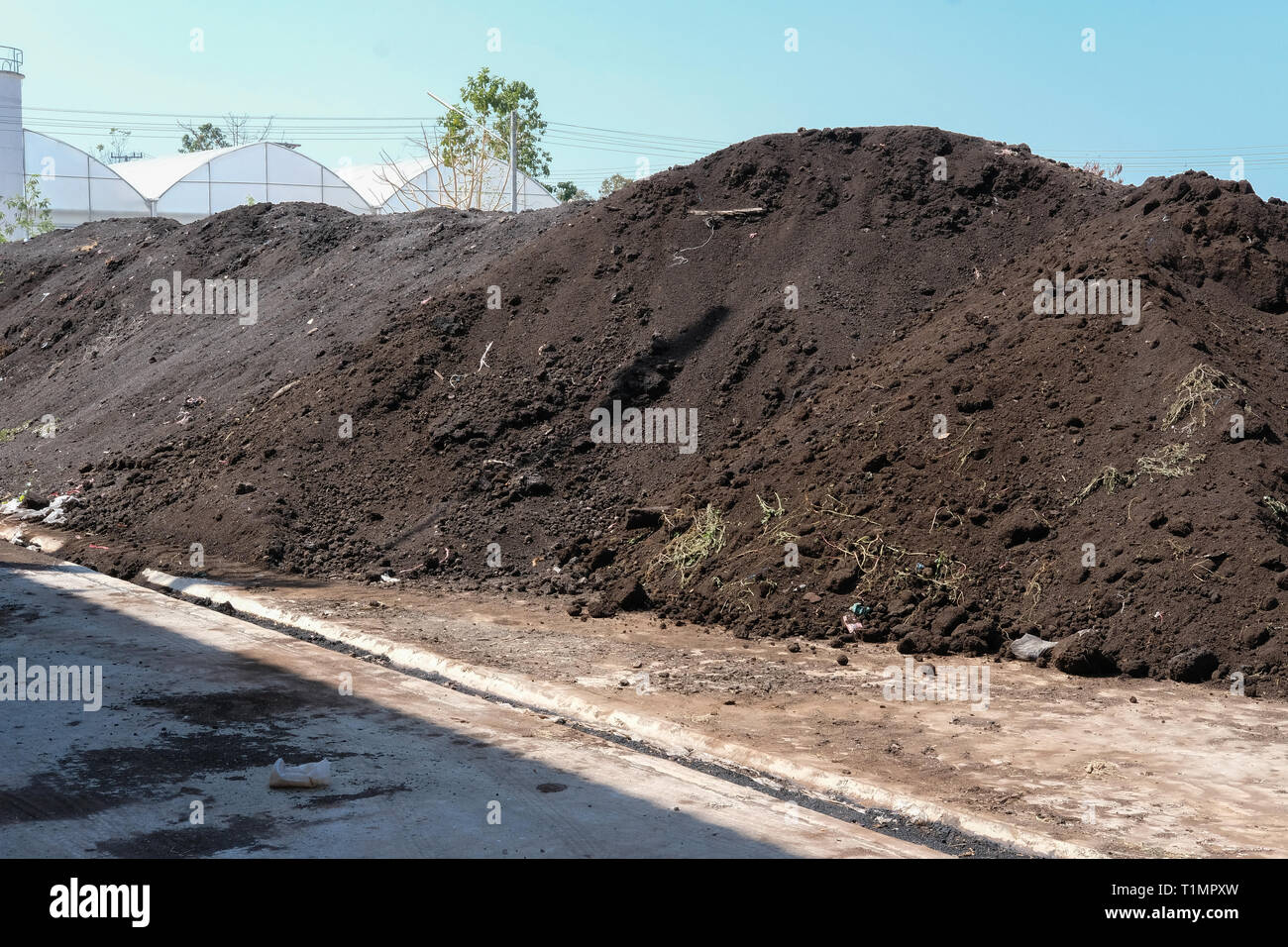 organic compost heap. fertilizer production for soil cultivation in ...