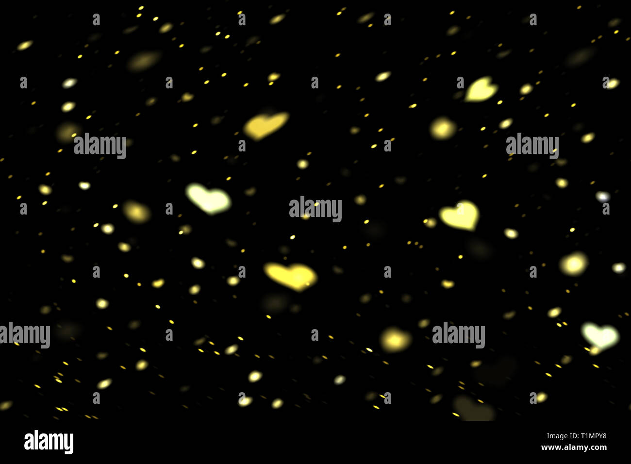 Gold yellow hearts bokeh, gold hearts photo overlay, hearts background ...