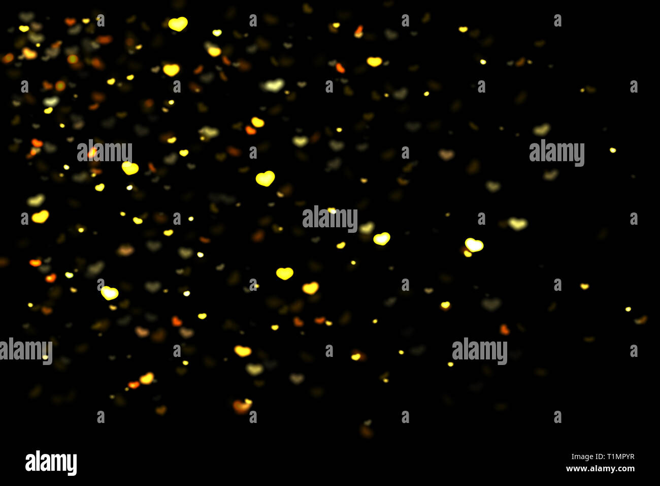 Gold yellow hearts bokeh, gold hearts photo overlay, hearts background ...