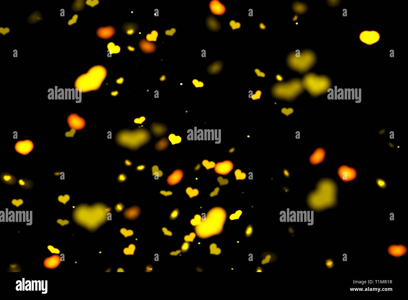 Gold yellow hearts bokeh, gold hearts photo overlay, hearts background ...