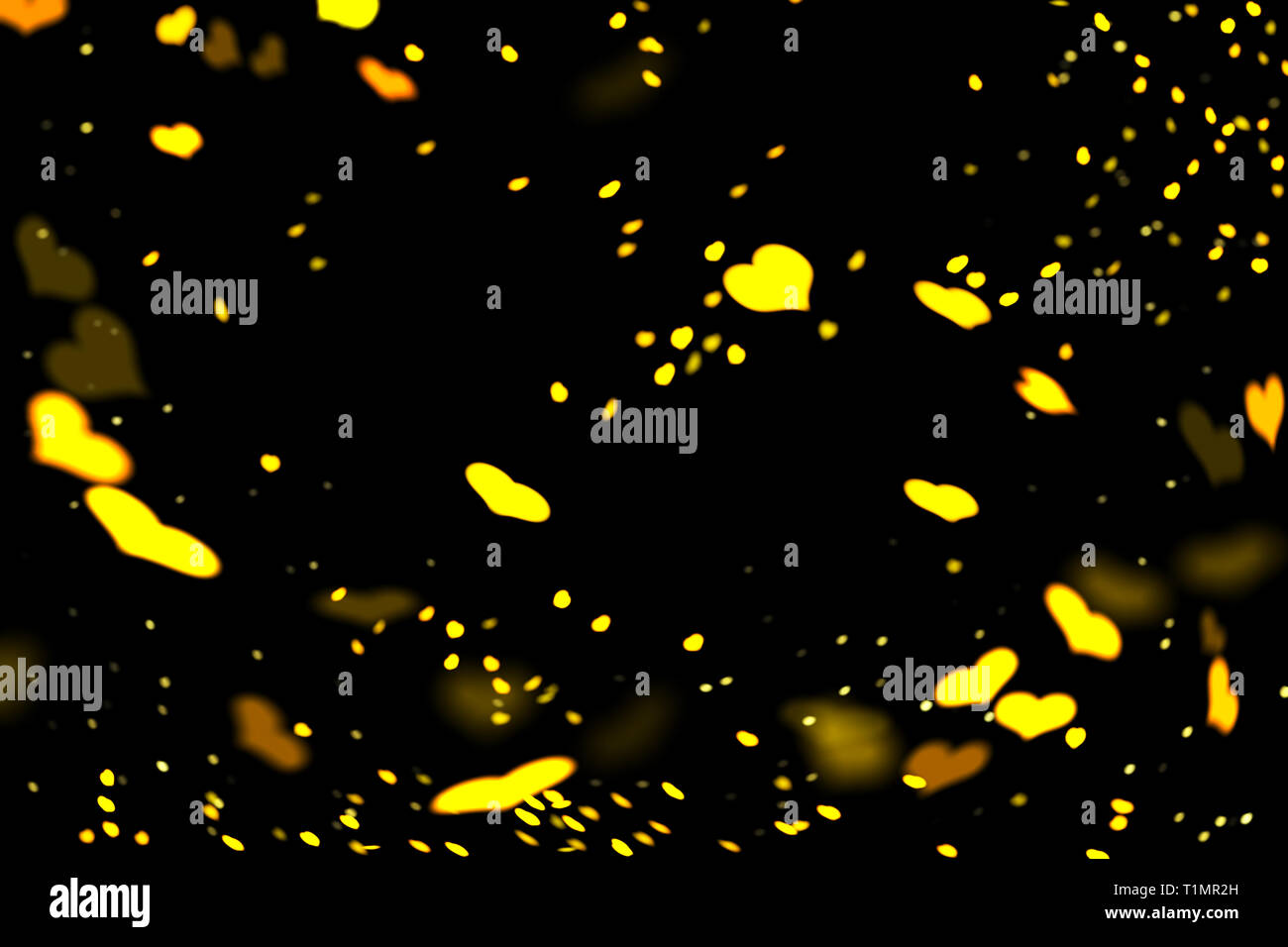 Gold yellow hearts bokeh, gold hearts photo overlay, hearts background ...