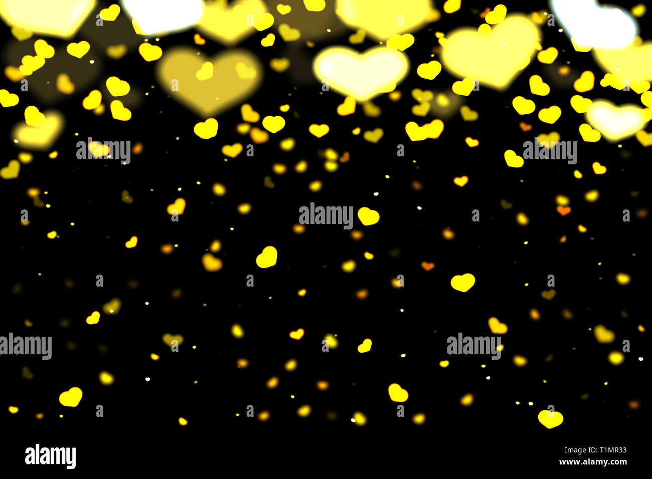 Gold yellow hearts bokeh, gold hearts photo overlay, hearts background ...
