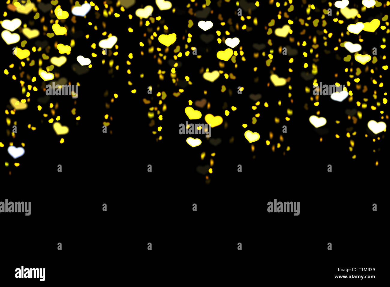 Gold yellow hearts bokeh, gold hearts photo overlay, hearts background ...