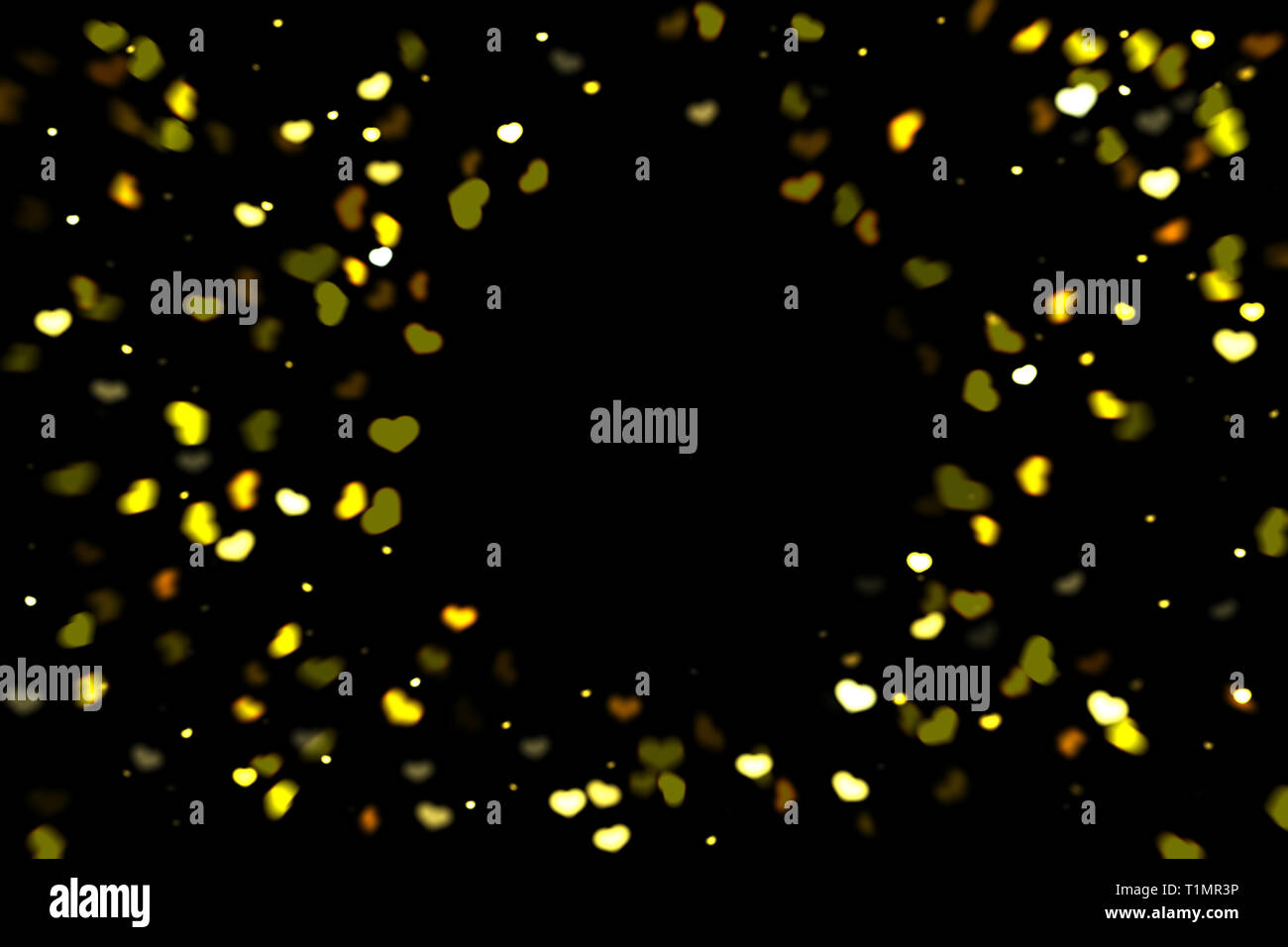 Gold yellow hearts bokeh, gold hearts photo overlay, hearts background ...