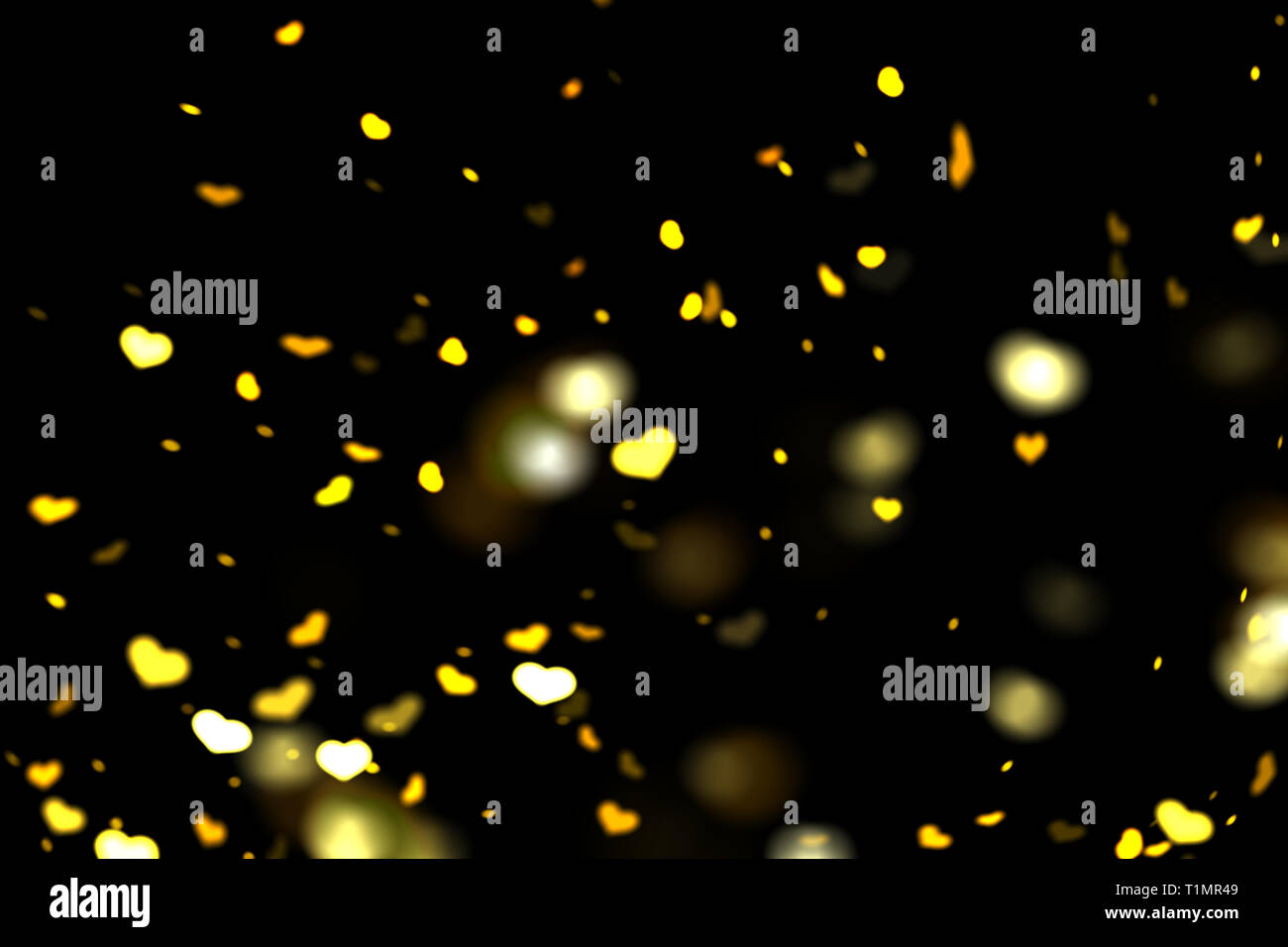 Gold yellow hearts bokeh, gold hearts photo overlay, hearts background ...