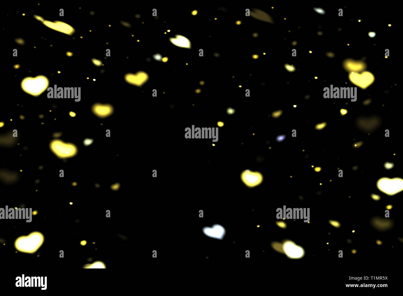 Gold yellow hearts bokeh, gold hearts photo overlay, hearts background ...