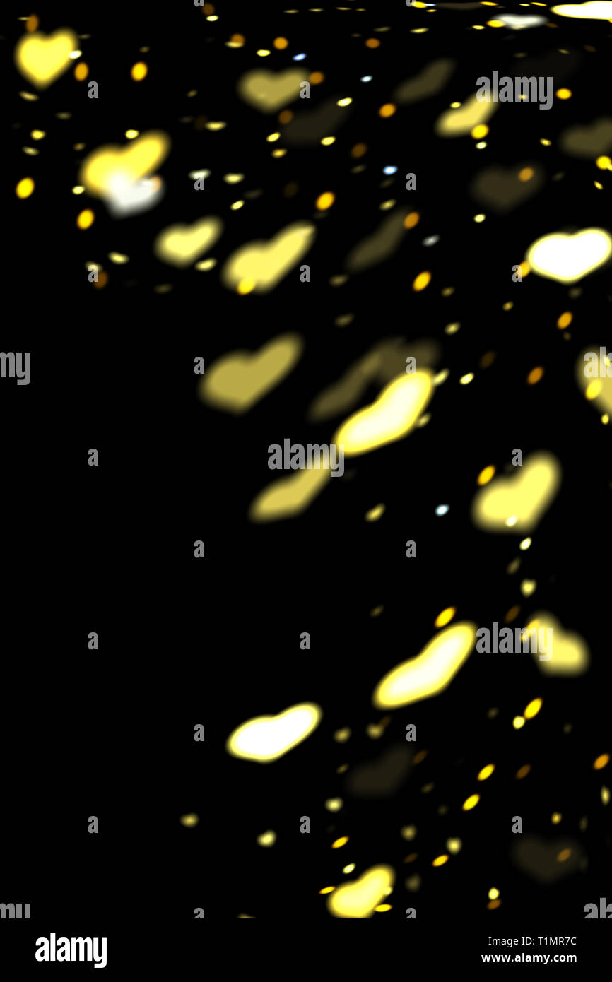 Gold yellow hearts bokeh, gold hearts photo overlay, hearts background ...