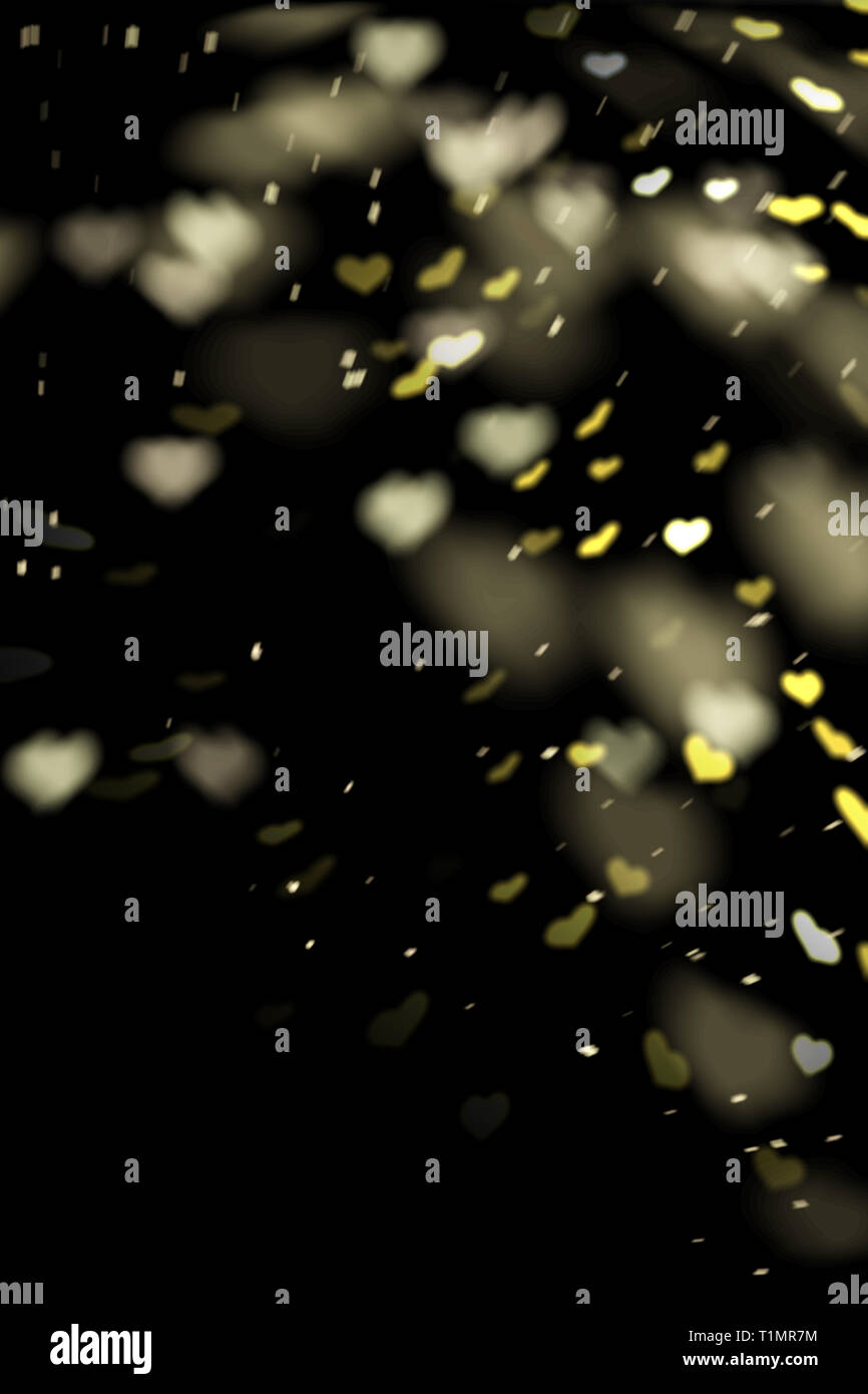 Gold yellow hearts bokeh, gold hearts photo overlay, hearts background ...