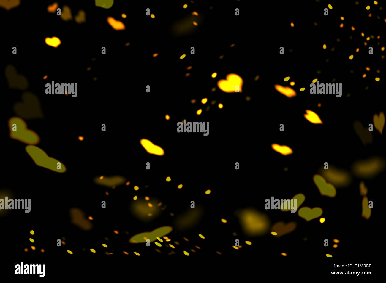 Gold yellow hearts bokeh, gold hearts photo overlay, hearts background ...