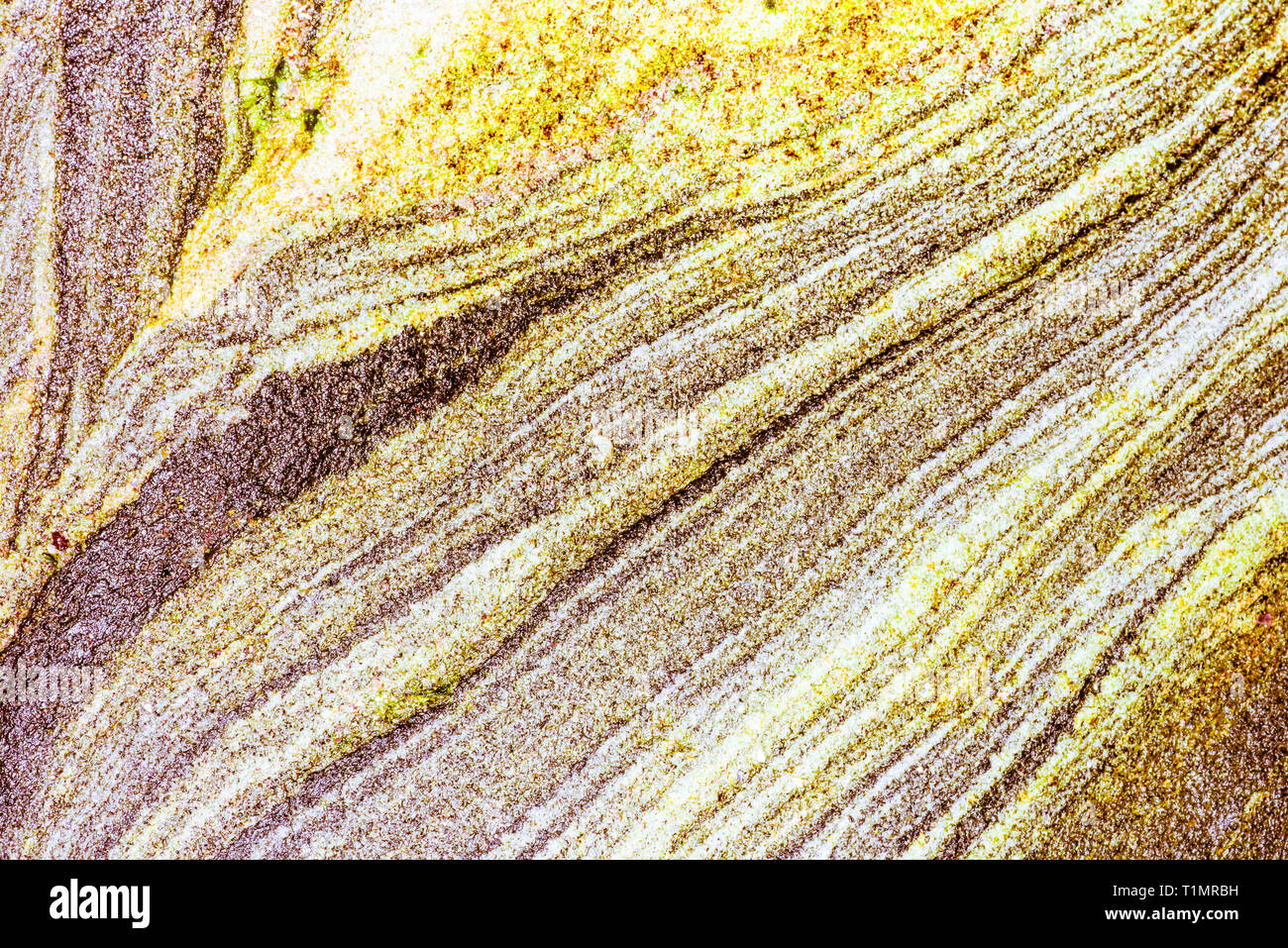 Green, yellow, grey sedimentary rocks - colourful rock layers formed ...