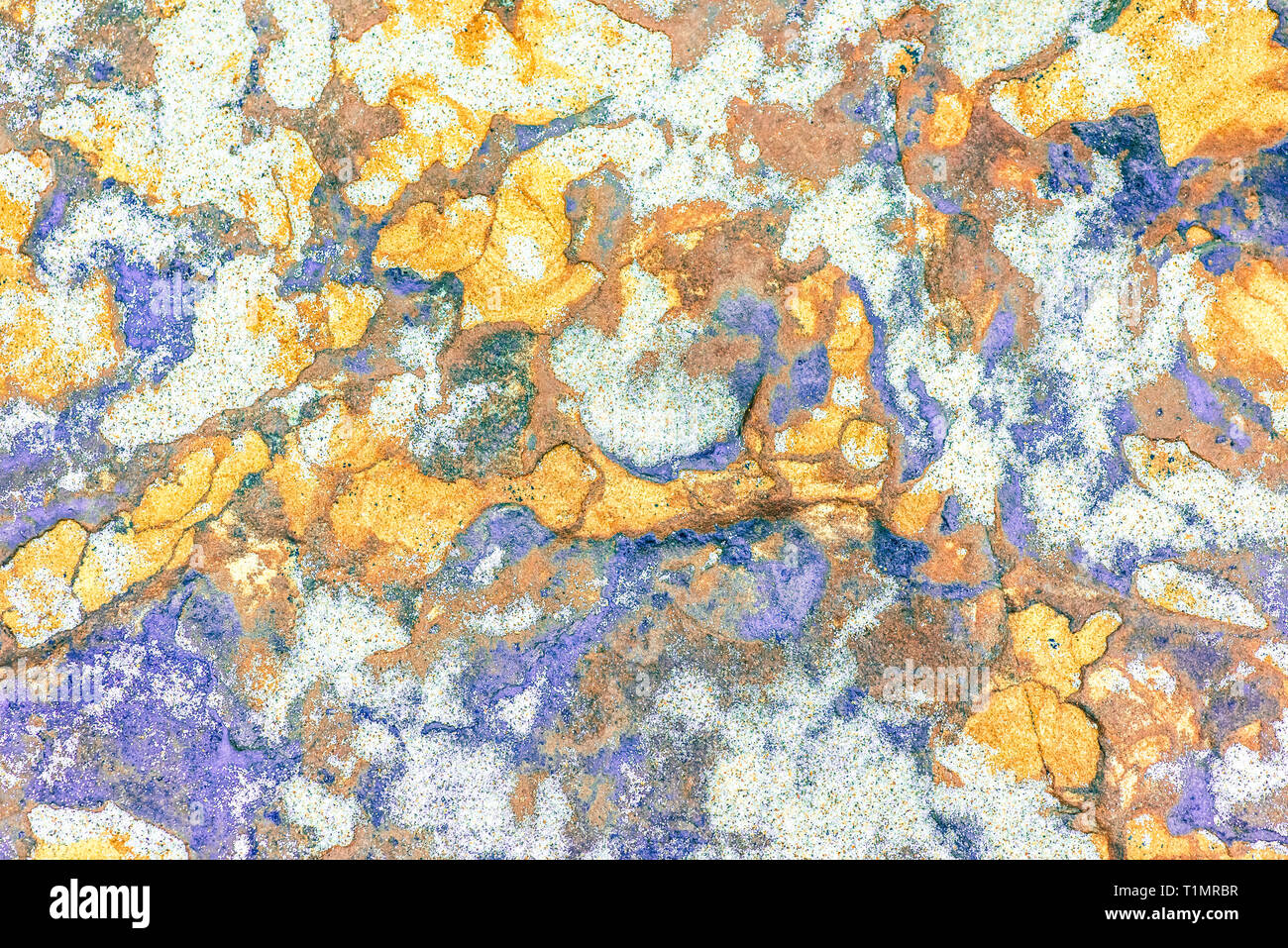 Blue, white, orange sedimentary rocks - colourful rock layers formed ...