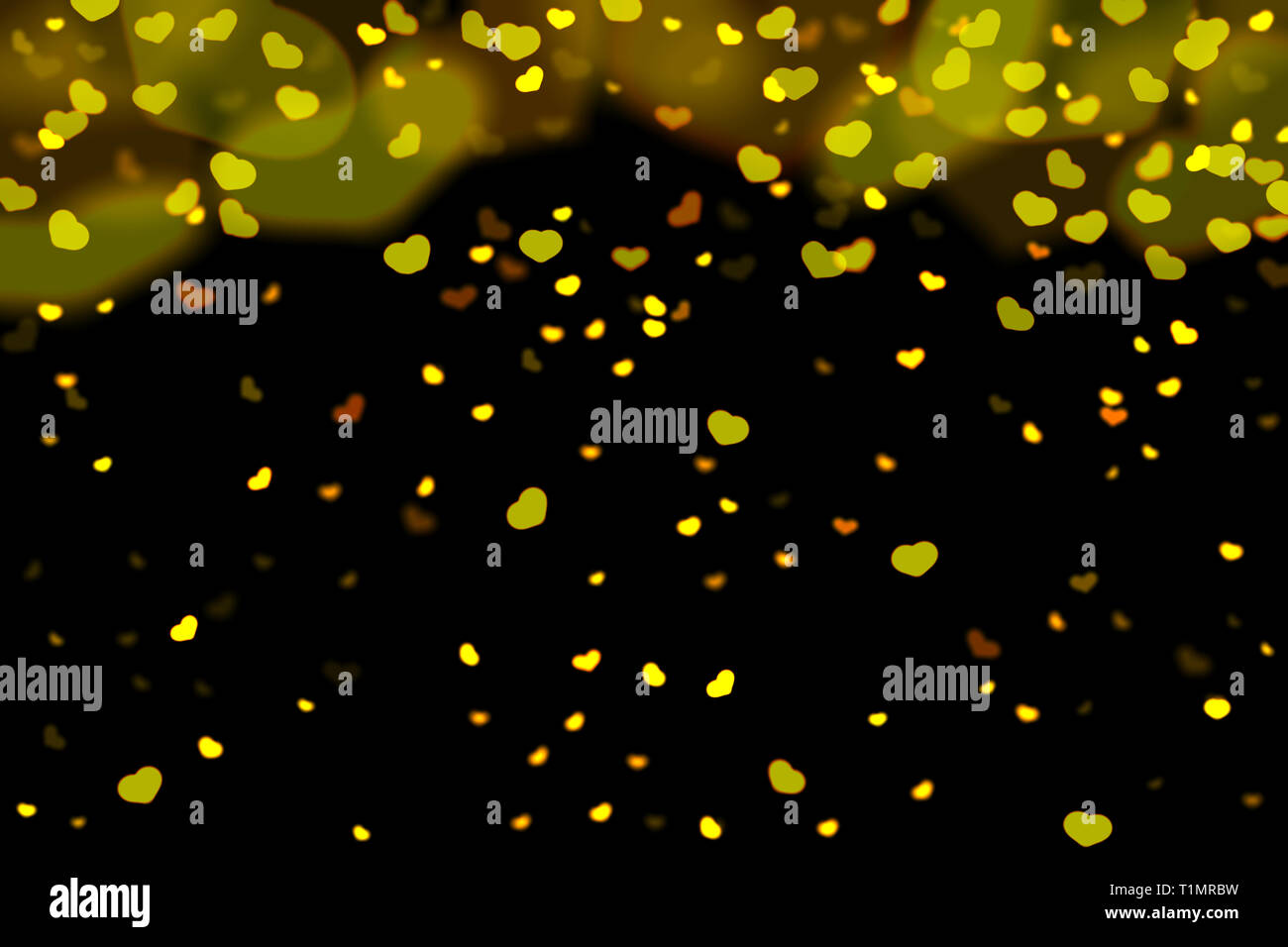 Gold yellow hearts bokeh, gold hearts photo overlay, hearts background ...