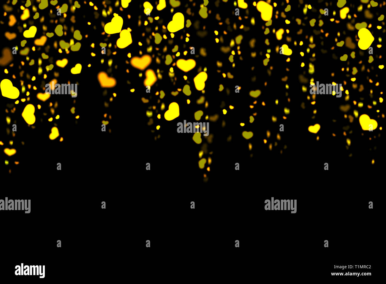 Gold yellow hearts bokeh, gold hearts photo overlay, hearts background ...