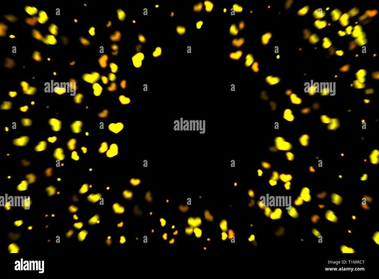 Gold yellow hearts bokeh, gold hearts photo overlay, hearts background ...