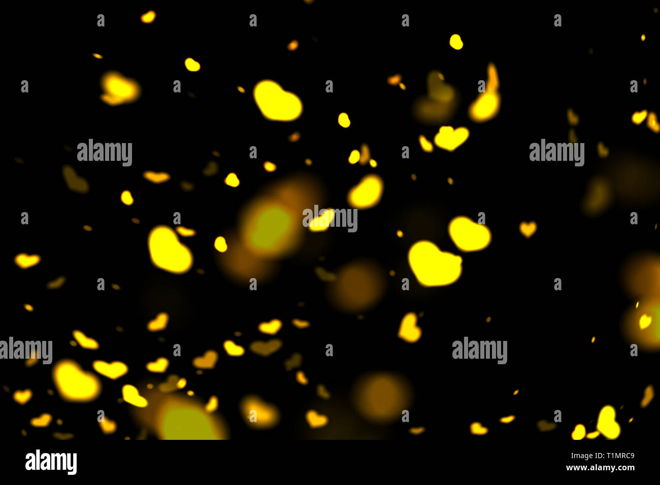 Gold yellow hearts bokeh, gold hearts photo overlay, hearts background ...