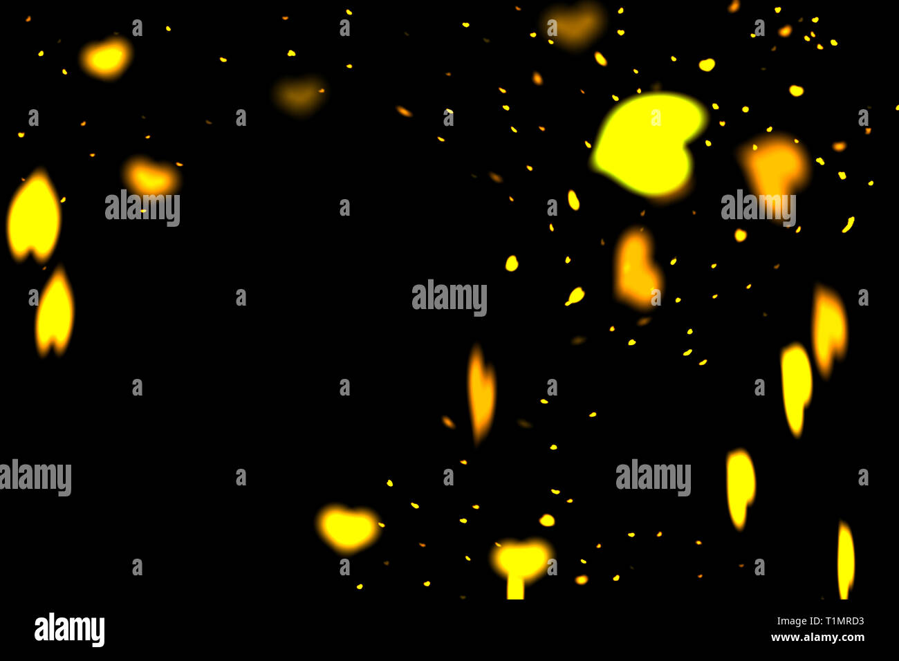 Gold yellow hearts bokeh, gold hearts photo overlay, hearts background ...