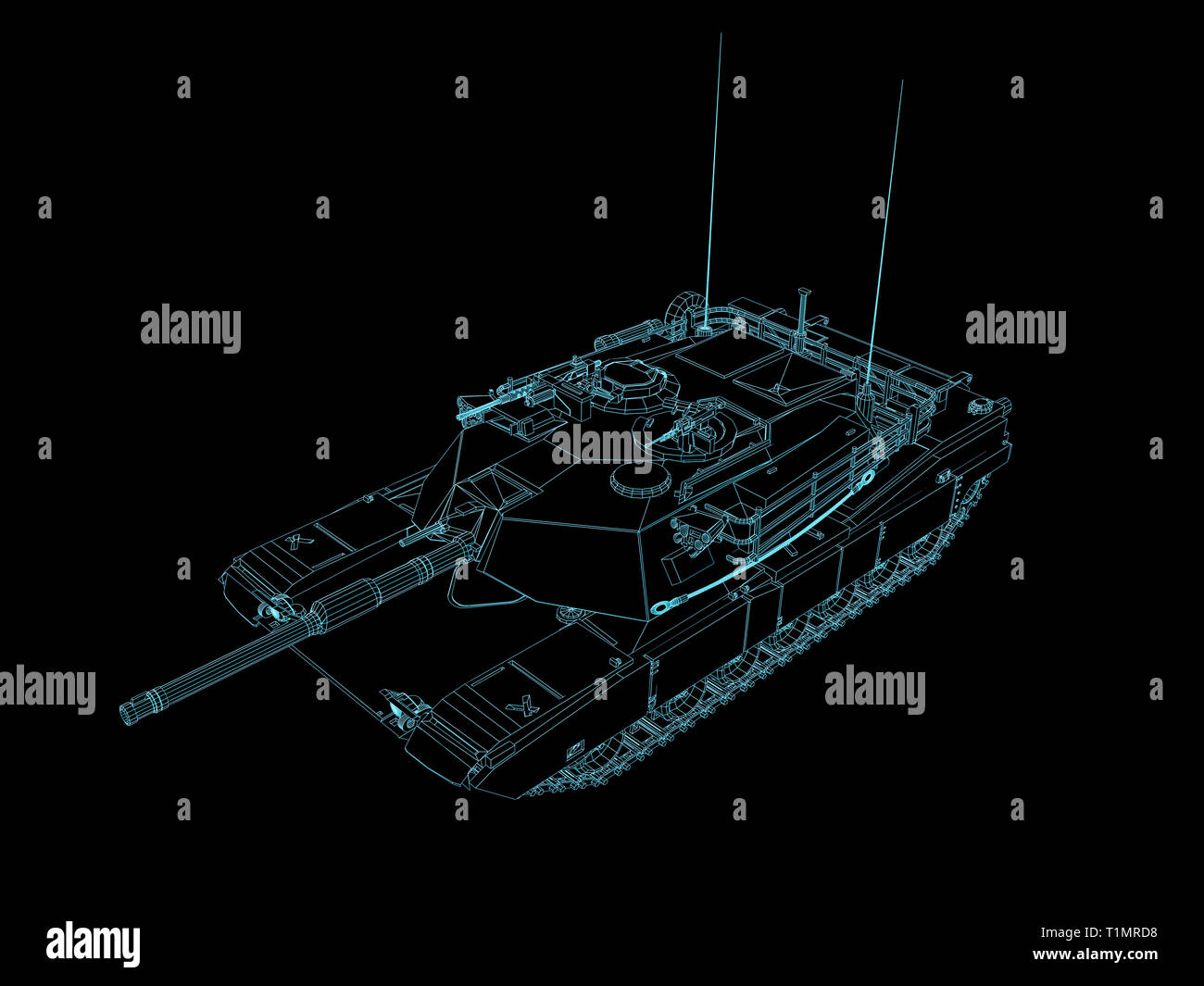 future war army tank in futuristic video game wire frame style Stock ...