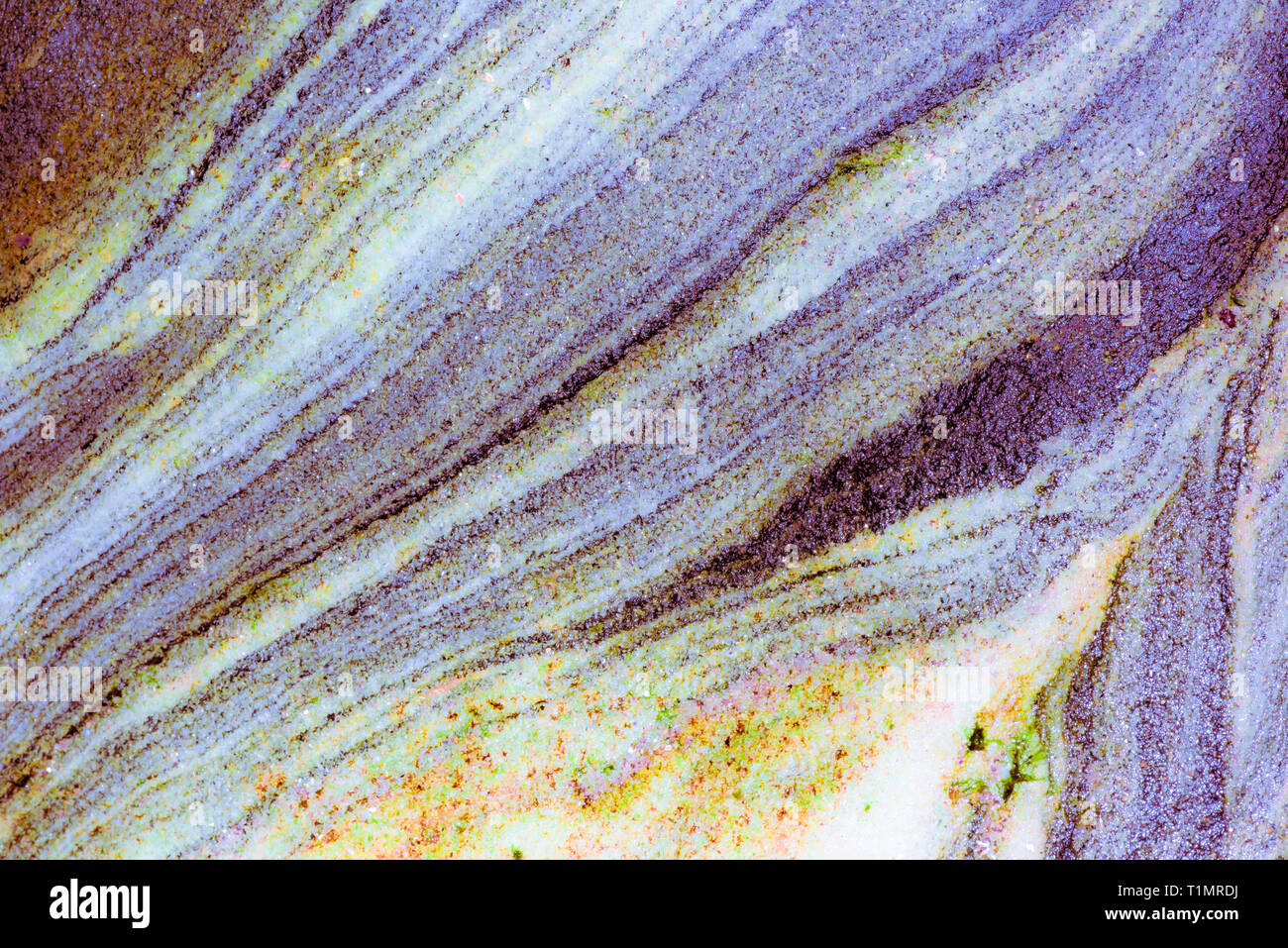 Purple, orange, yellow, dark sedimentary rocks - colourful rock layers ...
