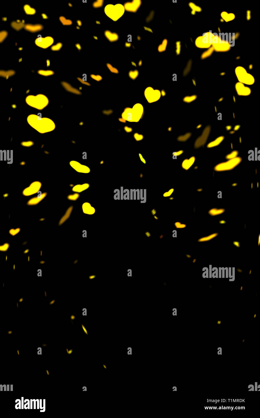 Gold yellow hearts bokeh, gold hearts photo overlay, hearts background ...