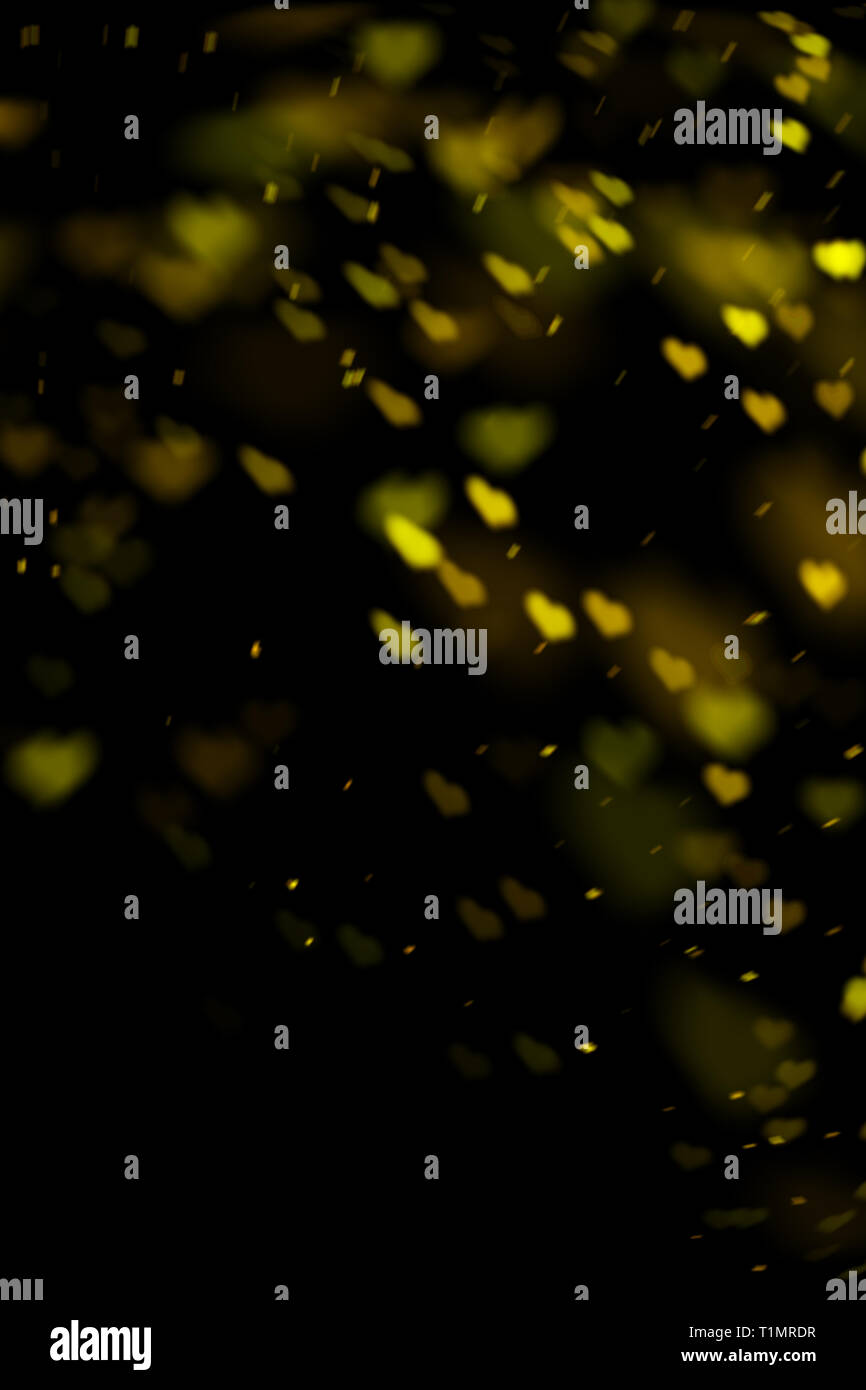 Gold yellow hearts bokeh, gold hearts photo overlay, hearts background ...