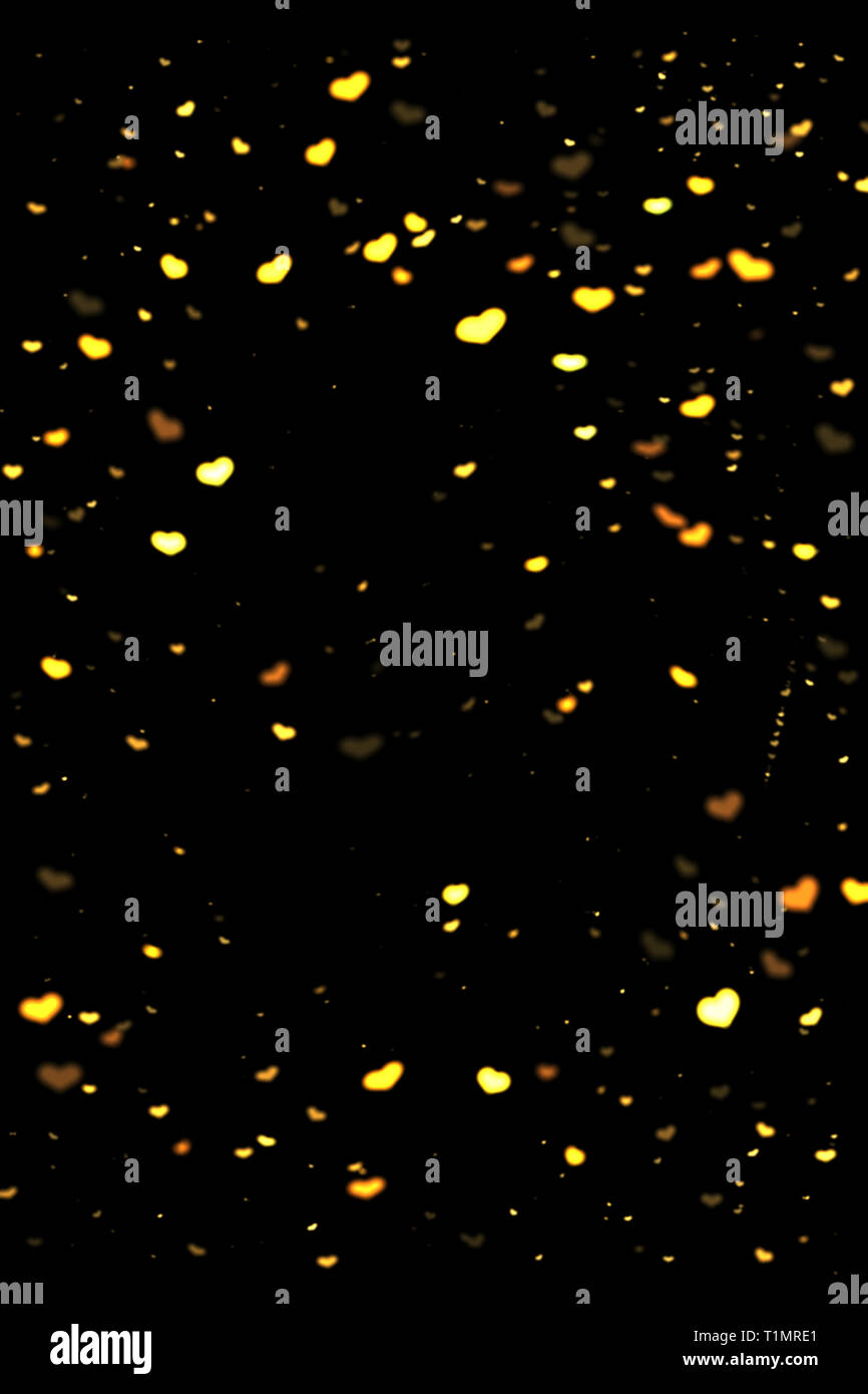 Gold yellow hearts bokeh, gold hearts photo overlay, hearts background ...