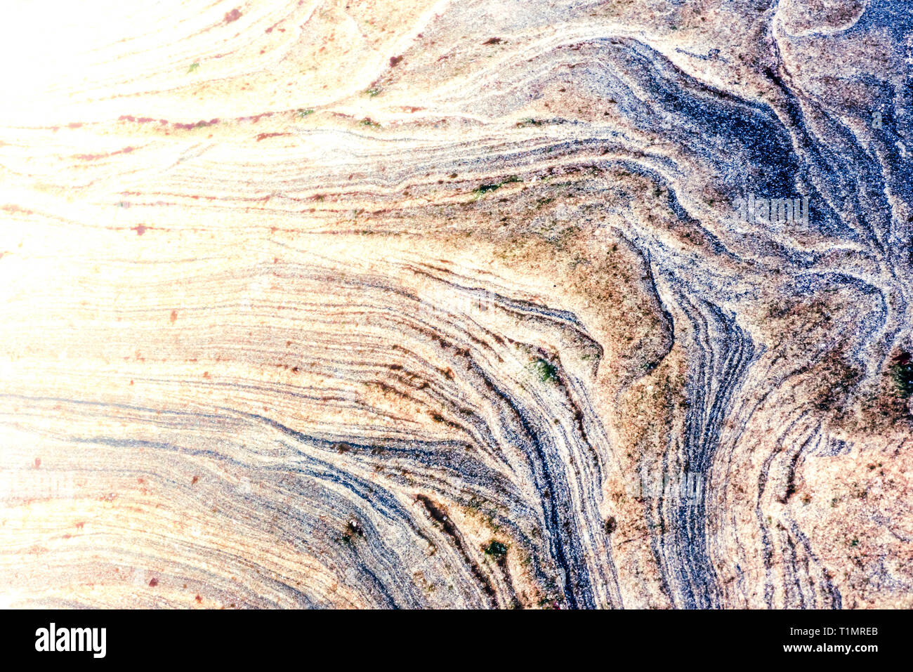 Orange, yellow, grey sedimentary rocks - colourful rock layers formed ...