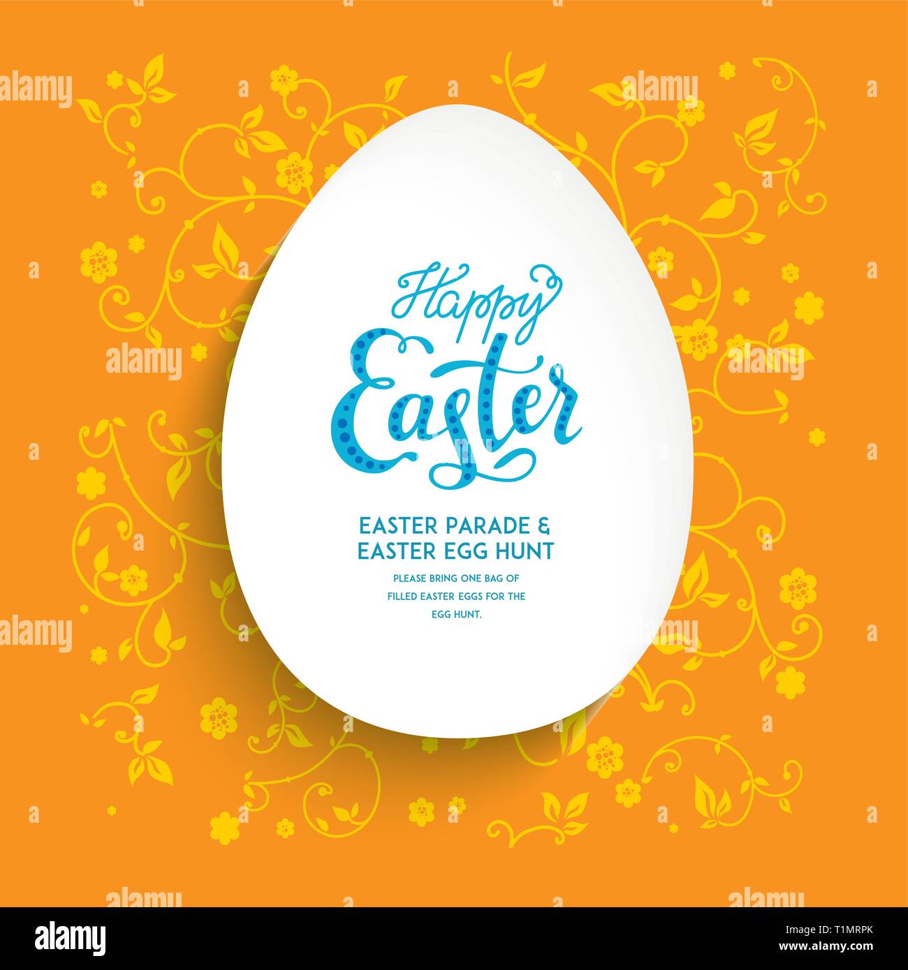 Easter holiday egg shape with space for text. Happy Easter poster Stock ...