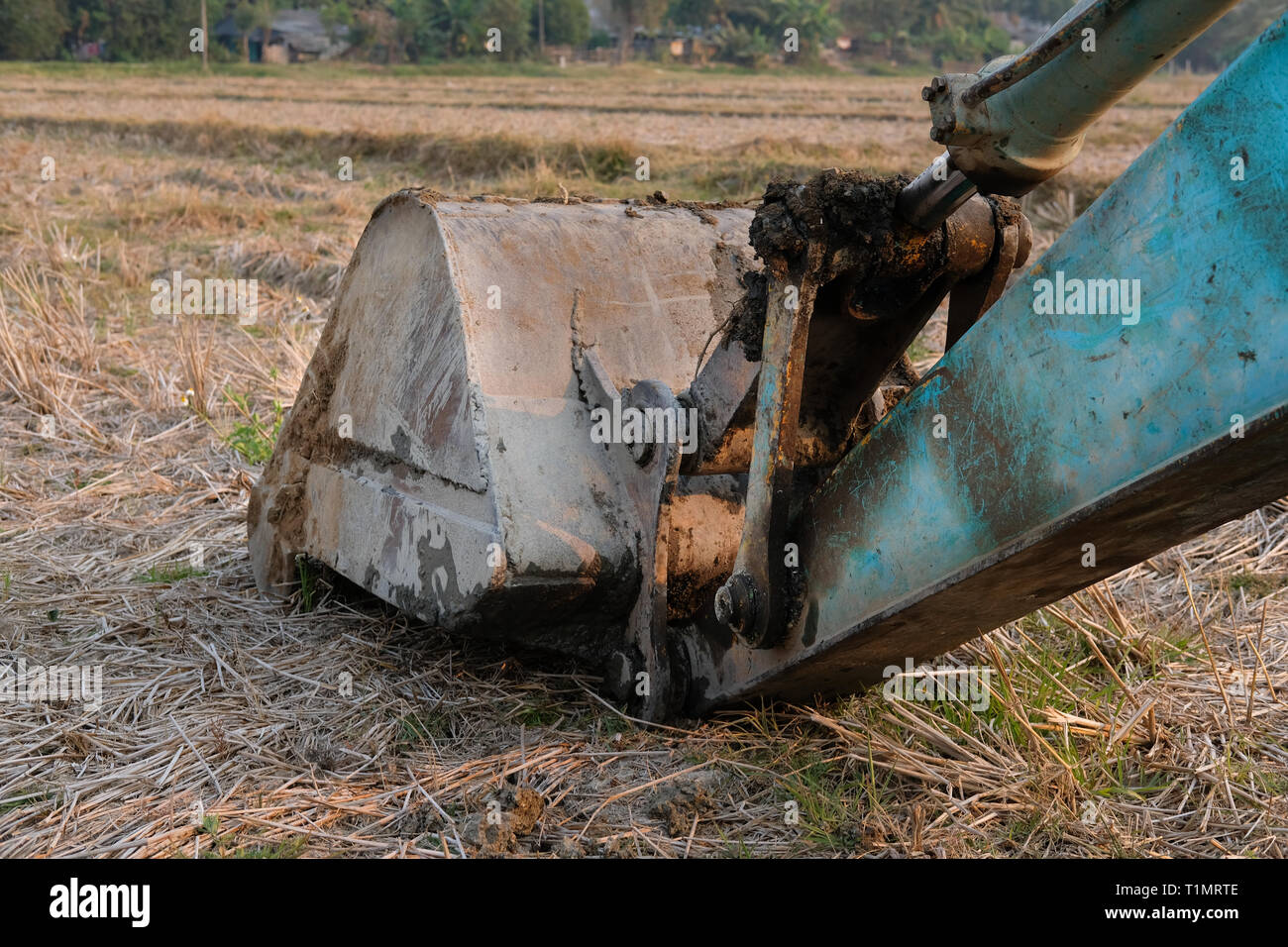 excavator backhoe digger tractor at construction site Stock Photo - Alamy