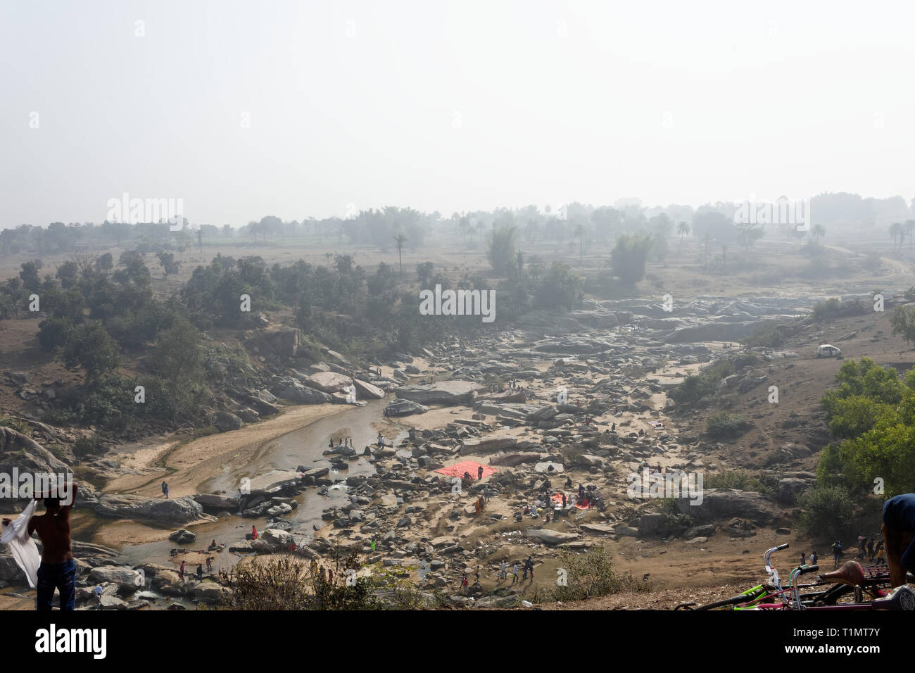 View of the plain after a hilly waterfalls in Indian dry land Stock ...