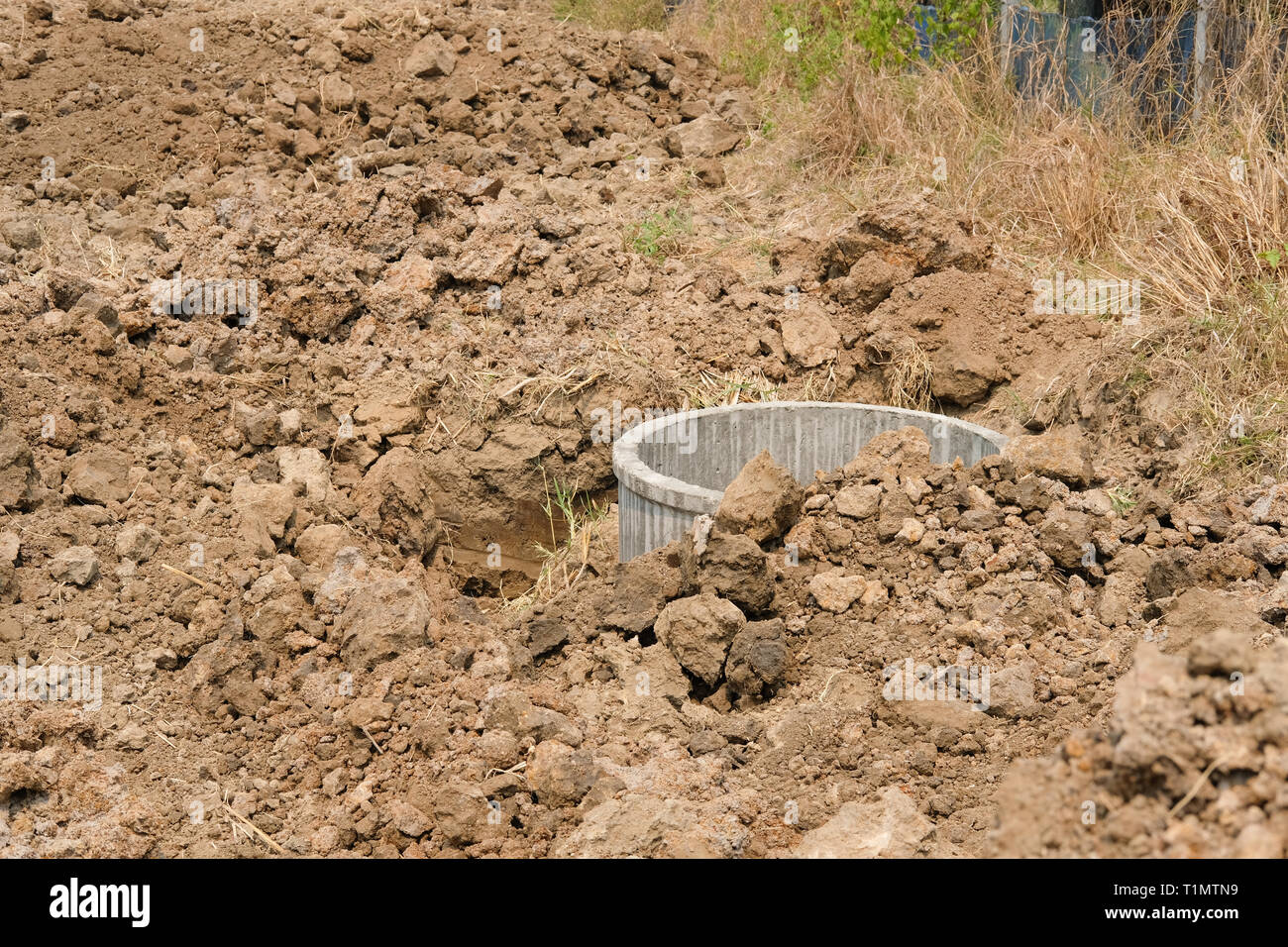 household septic tank buried on ground at construction site Stock Photo ...