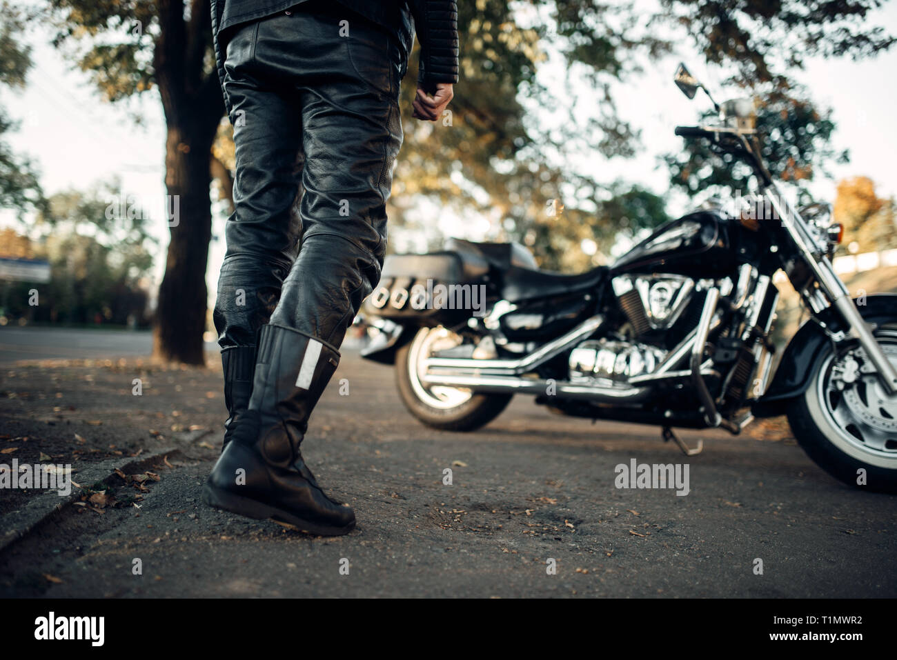 Biker Road Chopper Motorbike Man High Resolution Stock Photography and ...