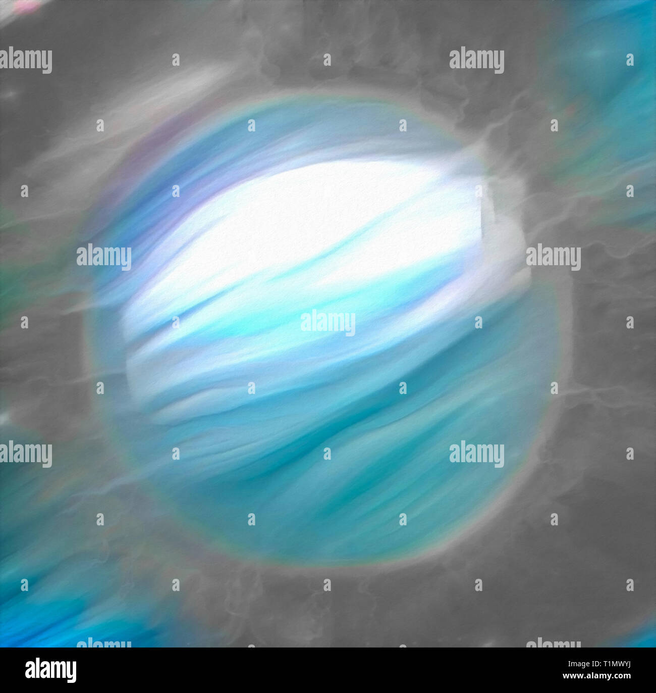 Modern digital abstract painting. Azure planet Stock Photo - Alamy