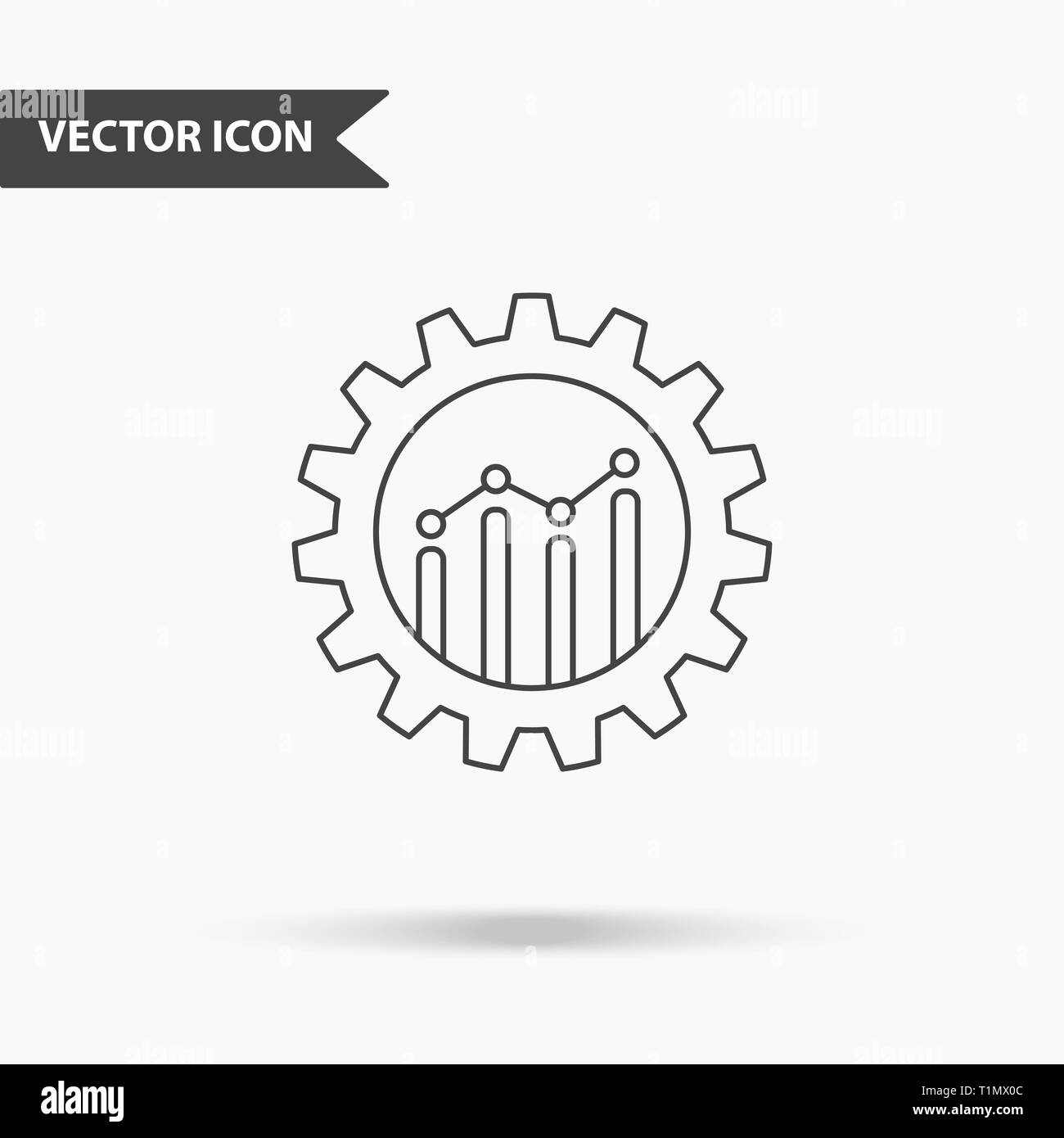 Modern and simple vector illustration of gear with business graph ...