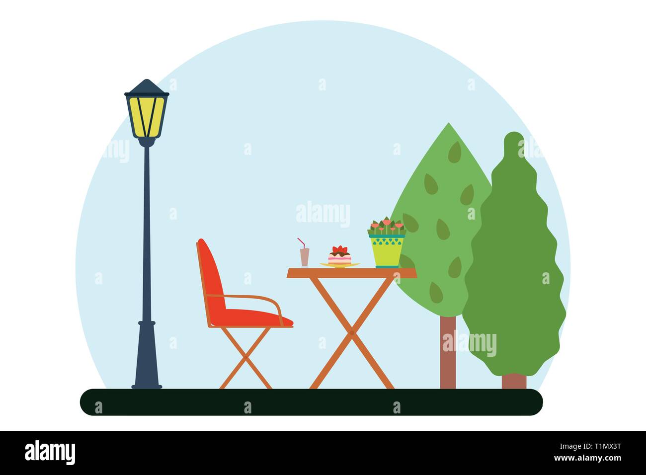 Dining table with chair Outdoor picnic Chair, table, flower, food, Flat ...