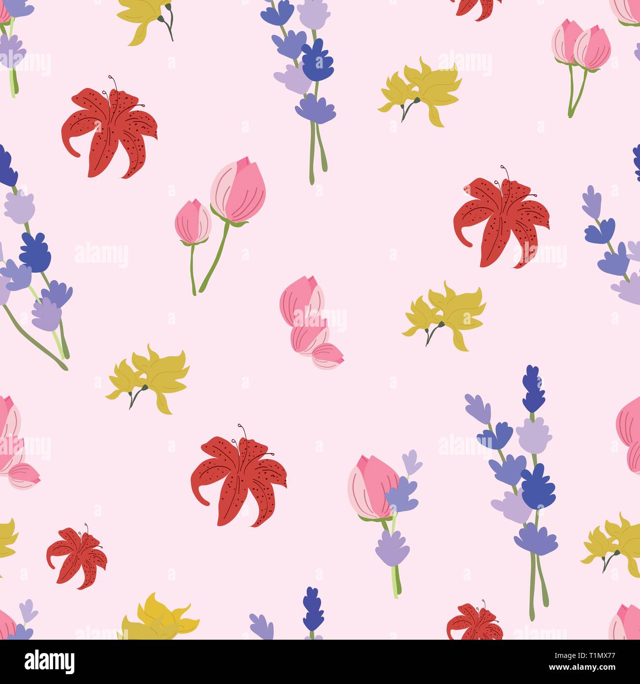 Flower pattern in simple style. Vector illustration Stock Vector Image ...