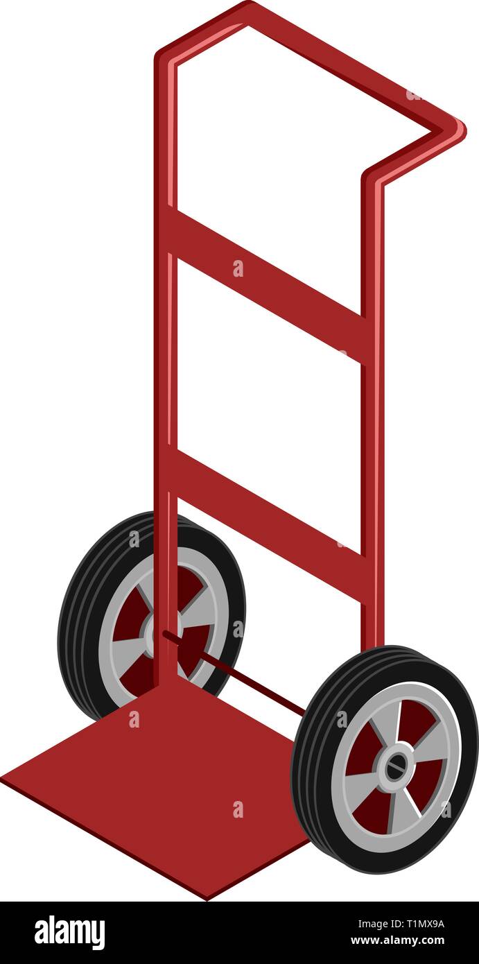 Moving dolly or hand truck in red isometric vector design Stock Vector ...