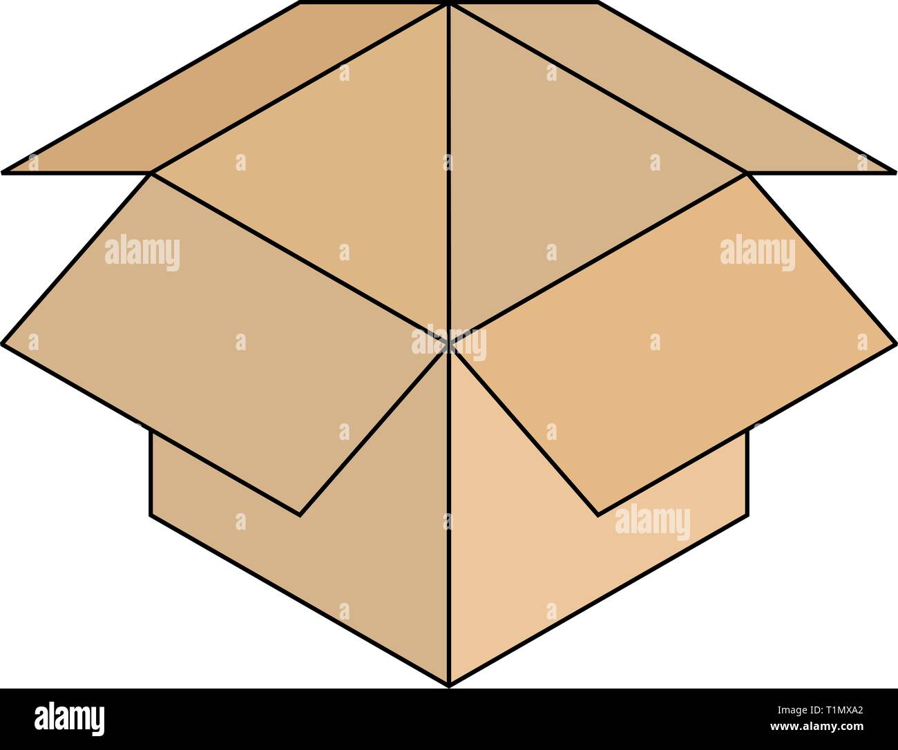Line drawing of an open cardboard box in isometric vector Stock Vector ...