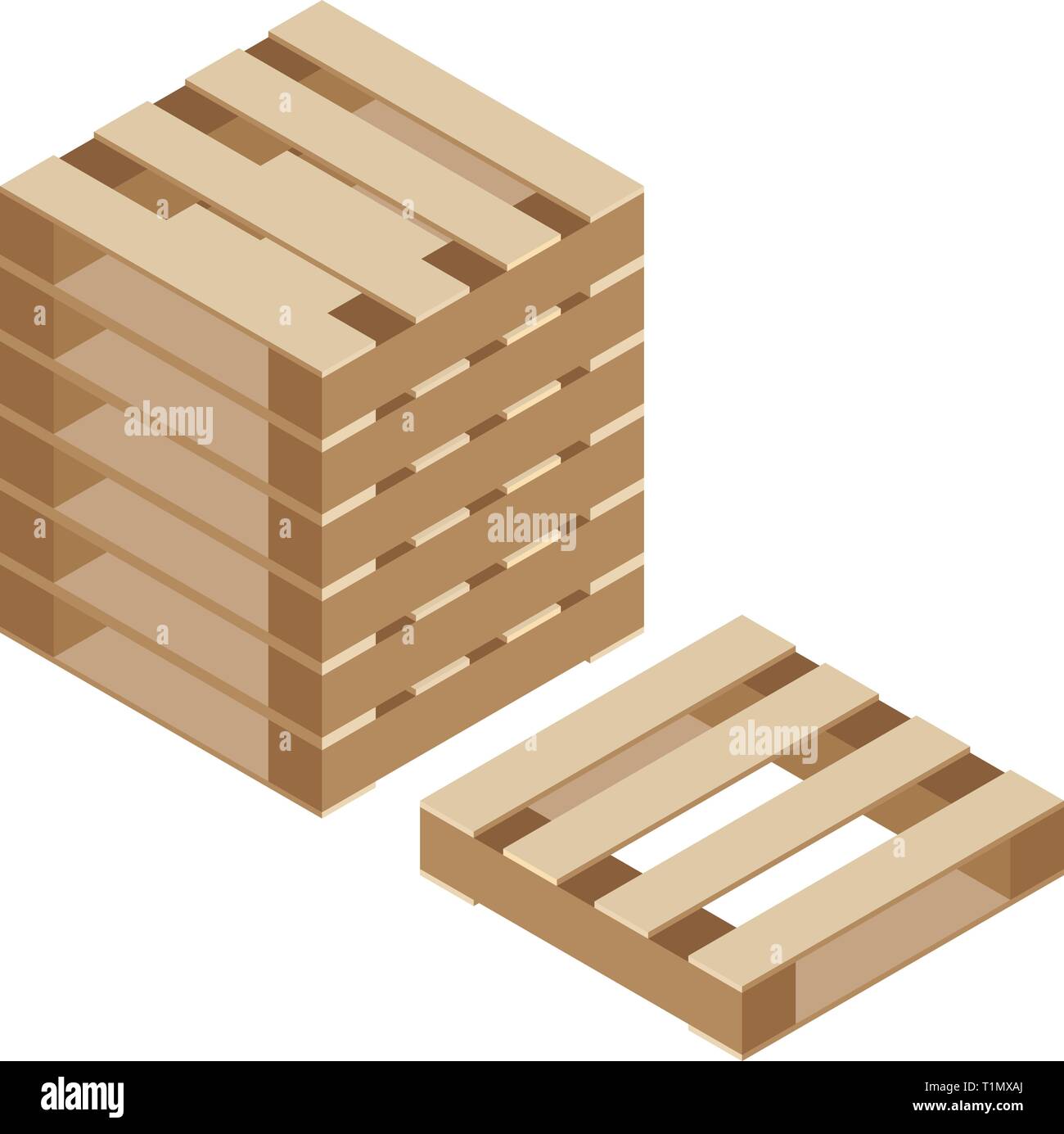 Wooden pallet crates stacked in isometric vector design Stock Vector ...