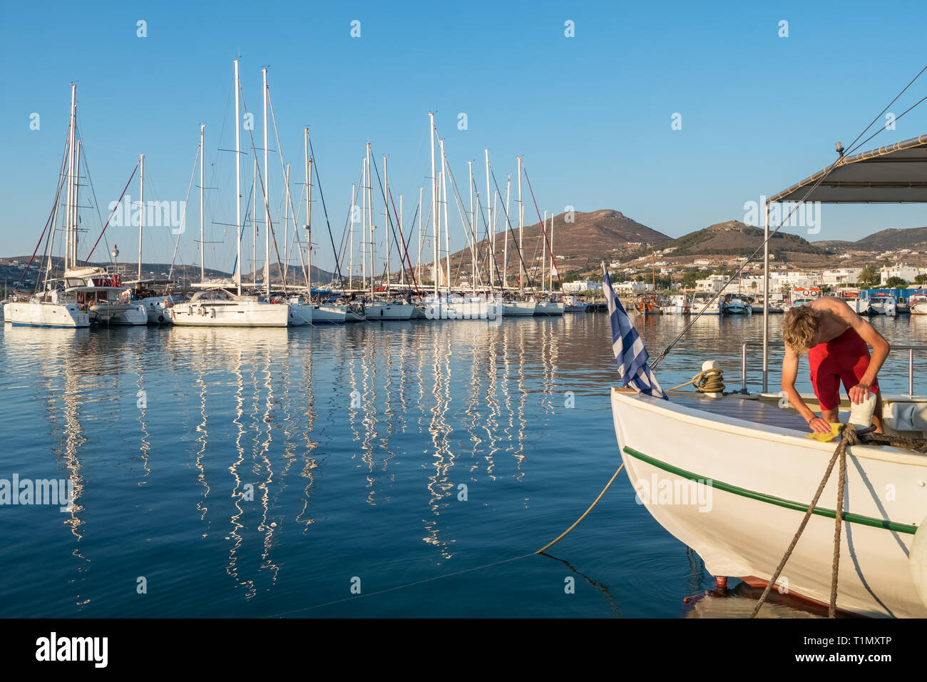 Marina port at Paros island in Greece Stock Photo - Alamy